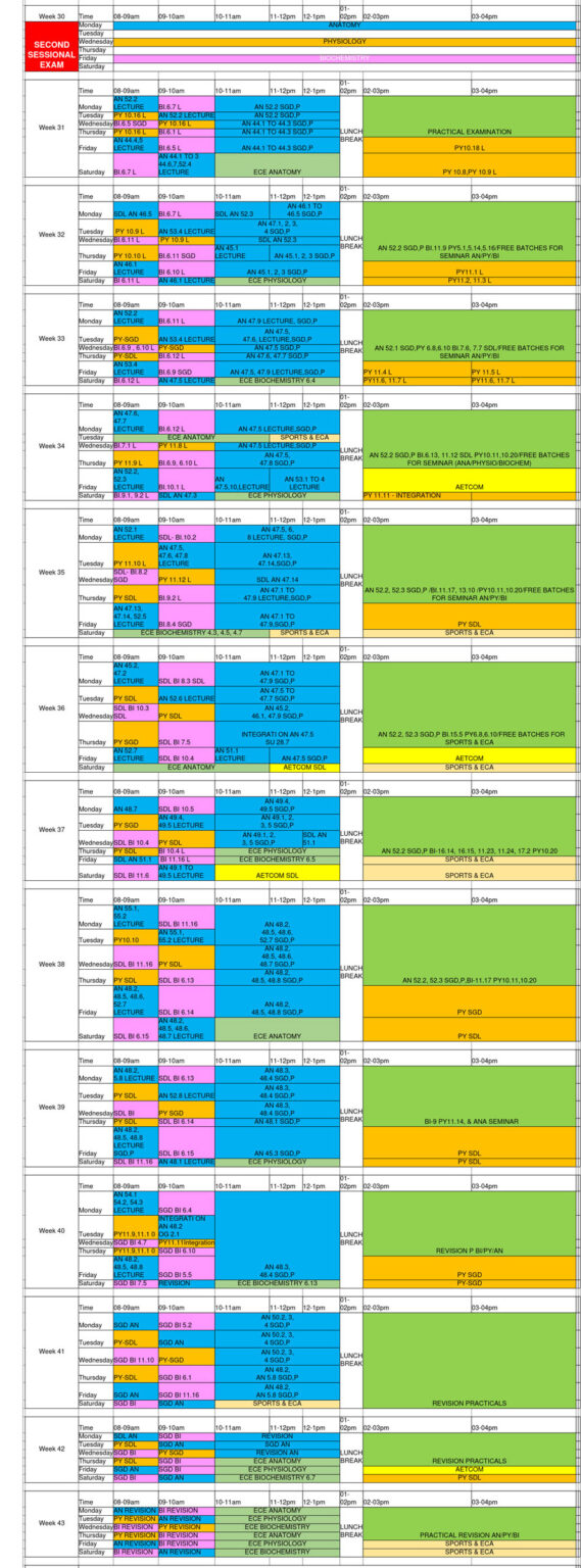 Phase 1 Time Table for 2021 Admission – TD Medical College